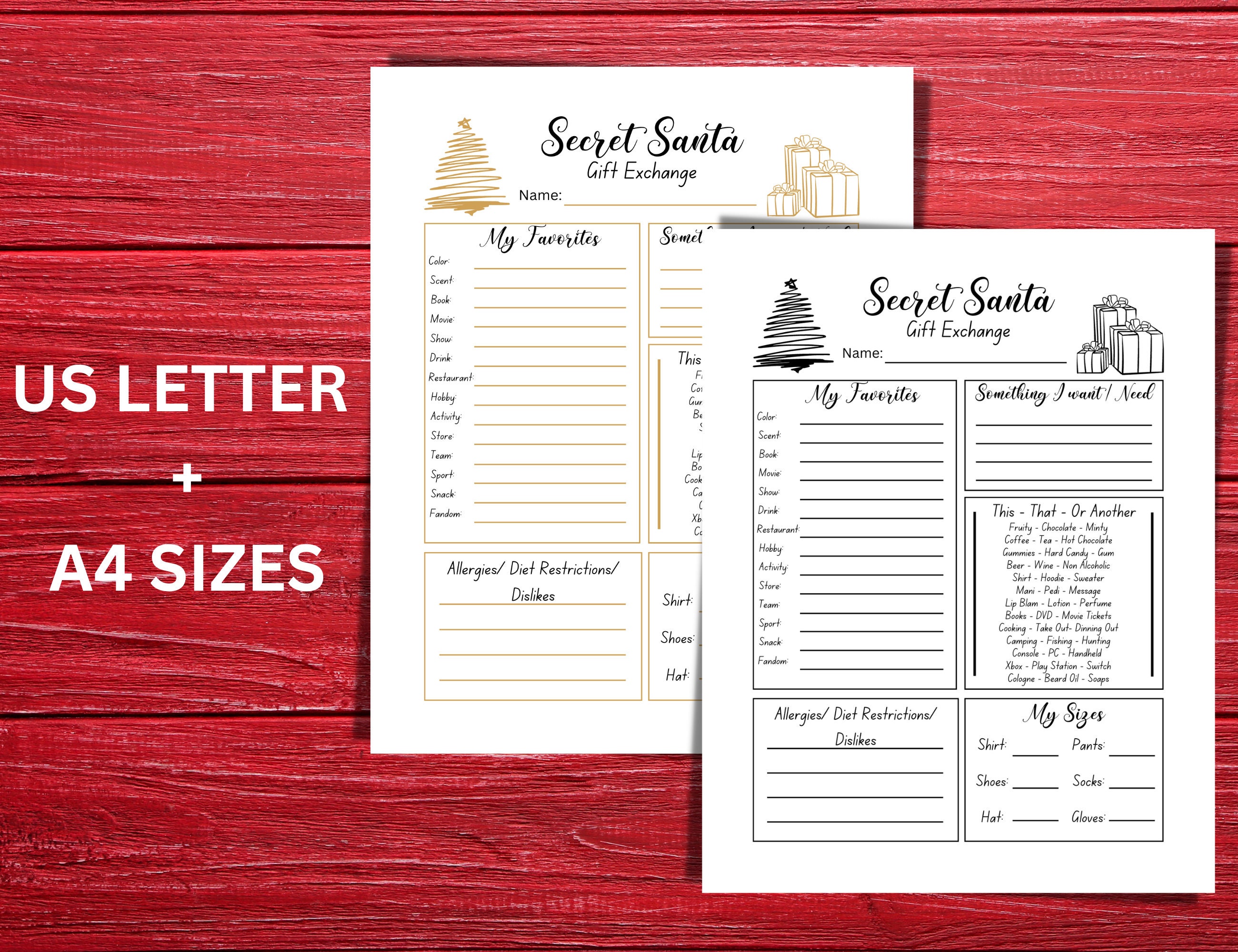 Secret Santa Questionnaire, Secret Santa Survey, Gift Exchange, Gift ...