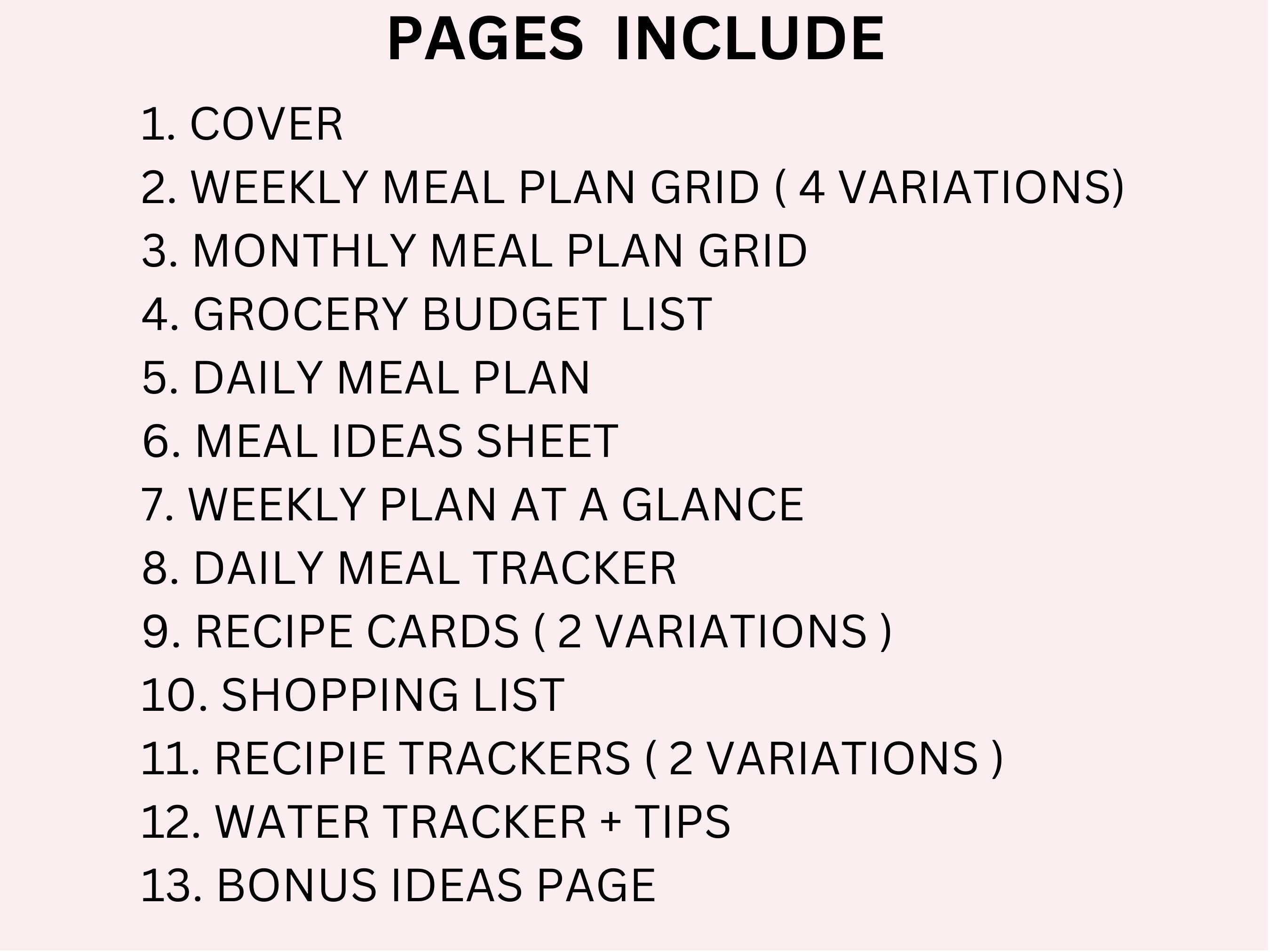 Rose Pink Meal Planner, Meal Prep, Meal Planning, Grocery List ...