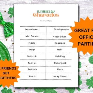 St Patricks Day Charades, Office Party Game, Dirnking Game, Family Game ...