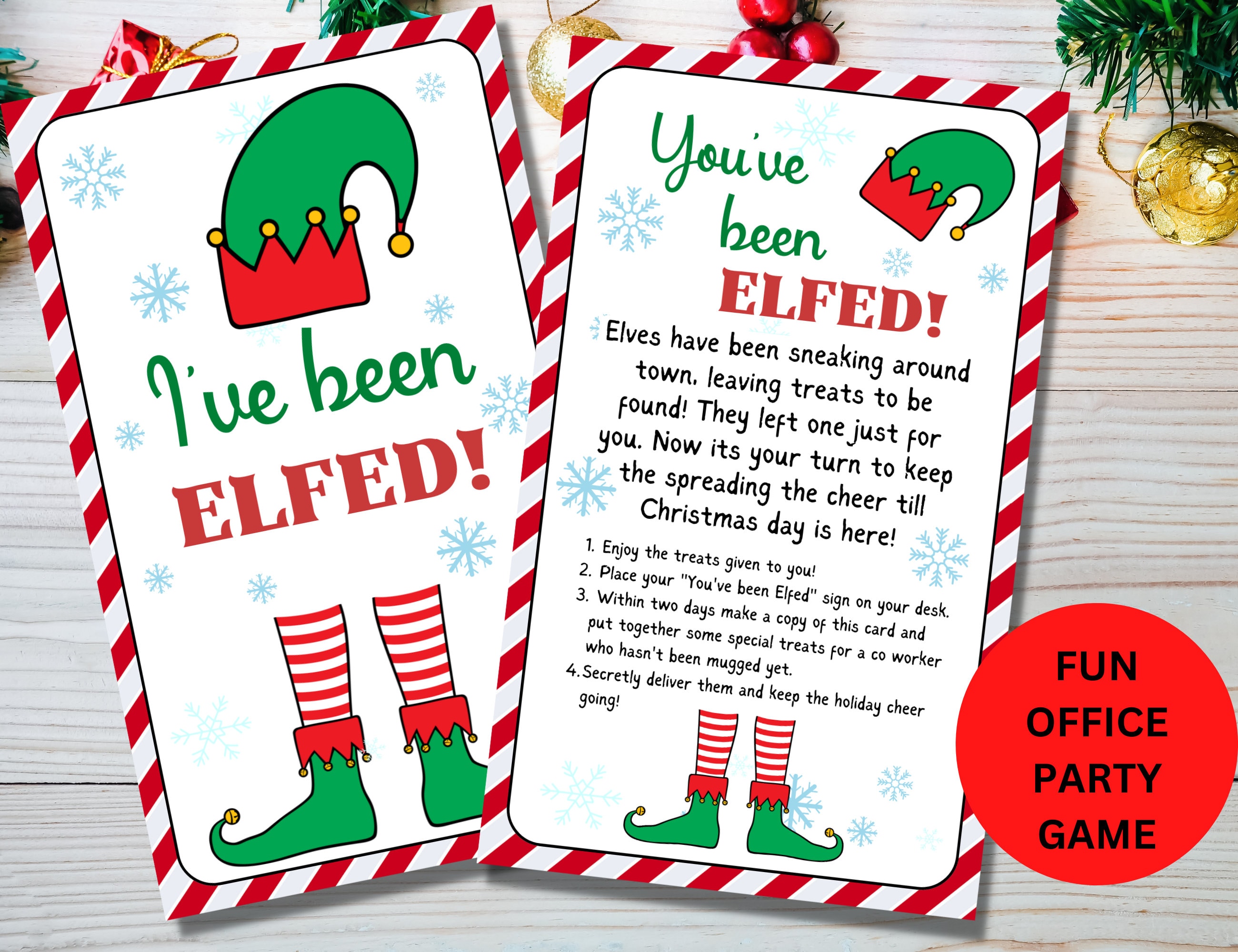 You've Been Elfed | Elf Printable | Elf Sign | Secret Santa Game ...