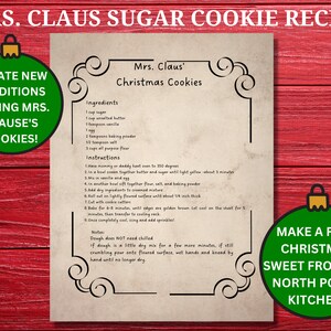 Vintage Letter From Mrs Claus, A4 Size, Sugar Cookie Recipe, Hot Choco ...