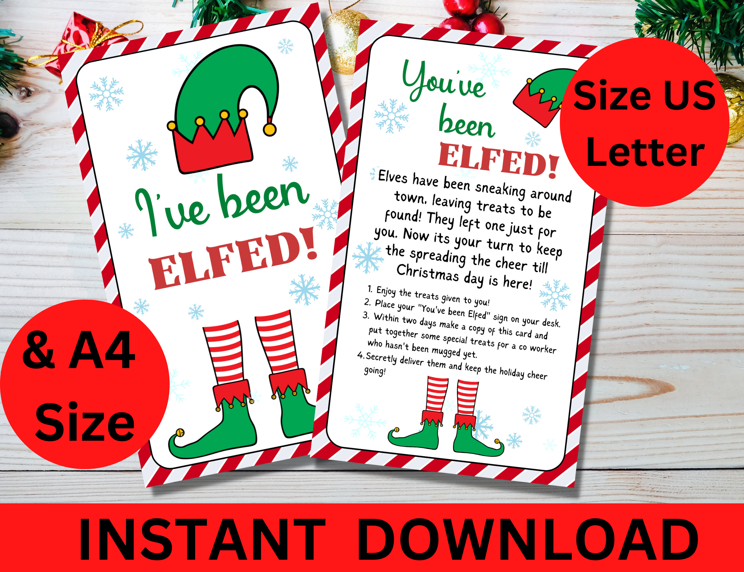 You've Been Elfed | Elf Printable | Elf Sign | Secret Santa Game ...