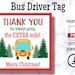 Printable Christmas Bus Driver Thank You Card, Bus Driver Gift Tag, Bus ...