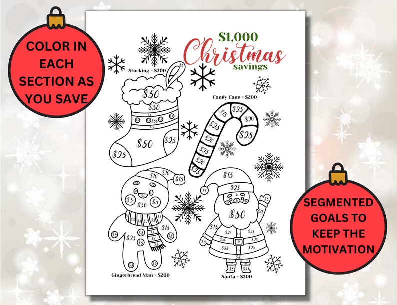 Christmas Savings Challenge, A4 Size, Christmas Budget, Christmas ...