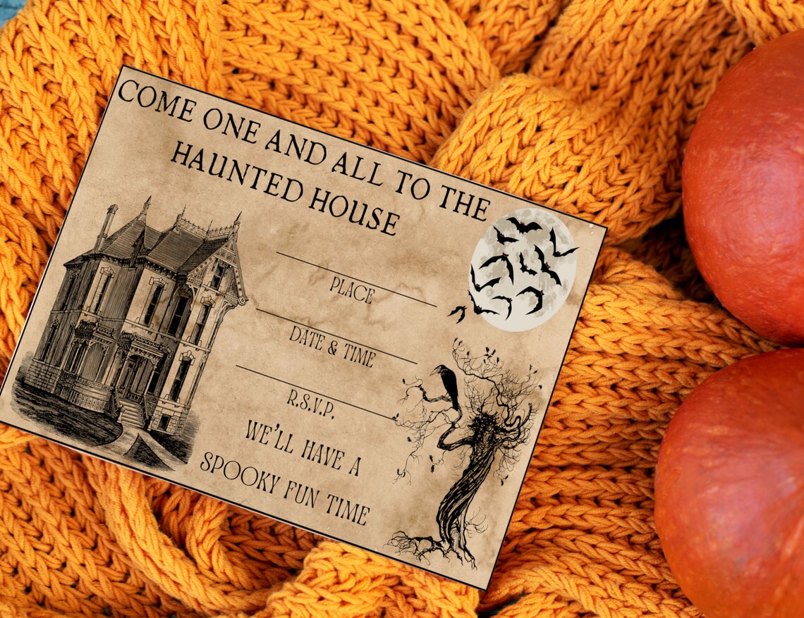 Vintage Halloween Printable Invitation Haunted House Invite - Etsy