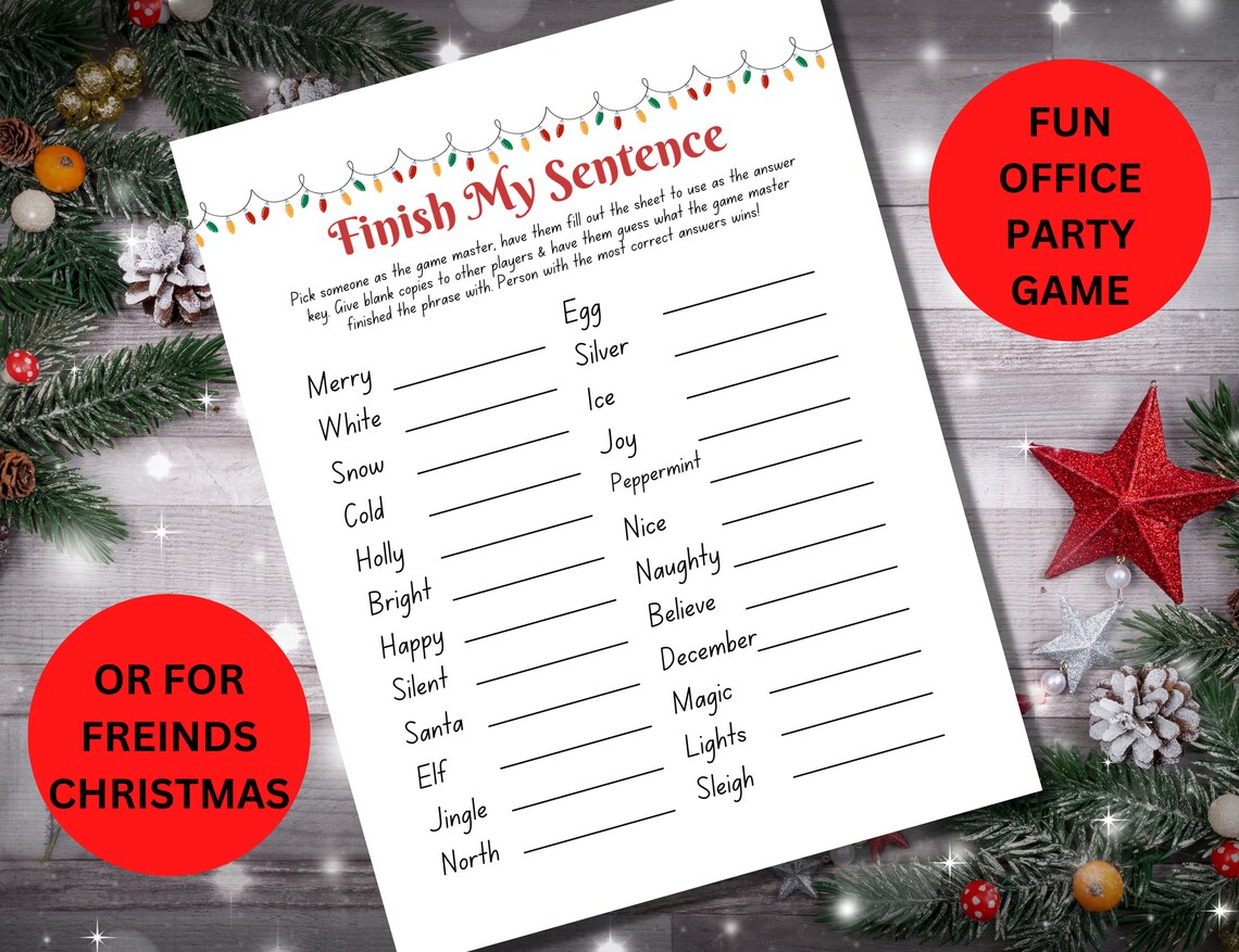 Adult Christmas Phrase Game, Finish the Christmas Phrase, Christmas ...