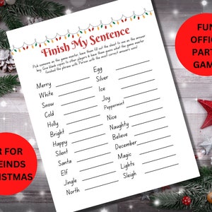 Adult Christmas Phrase Game, Finish the Christmas Phrase, Christmas ...