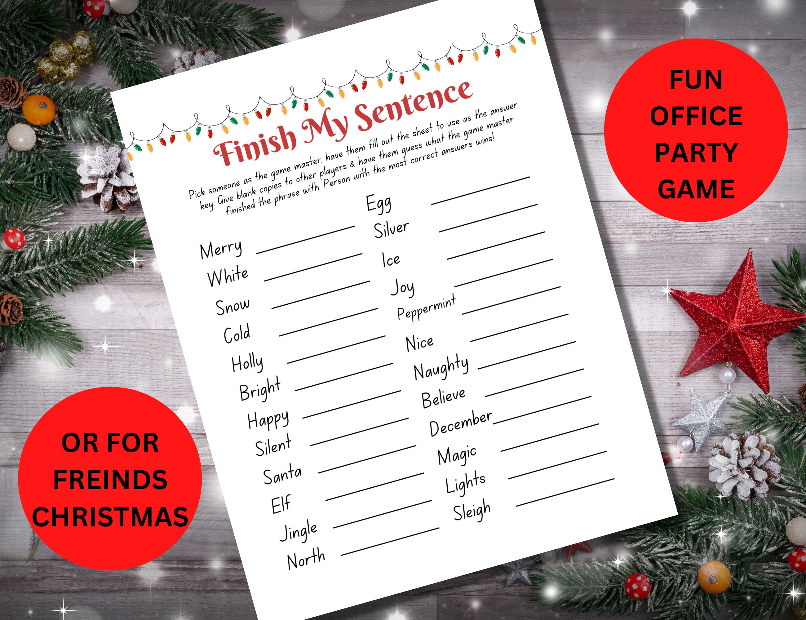 Adult Christmas Phrase Game, Finish the Christmas Phrase, Christmas ...