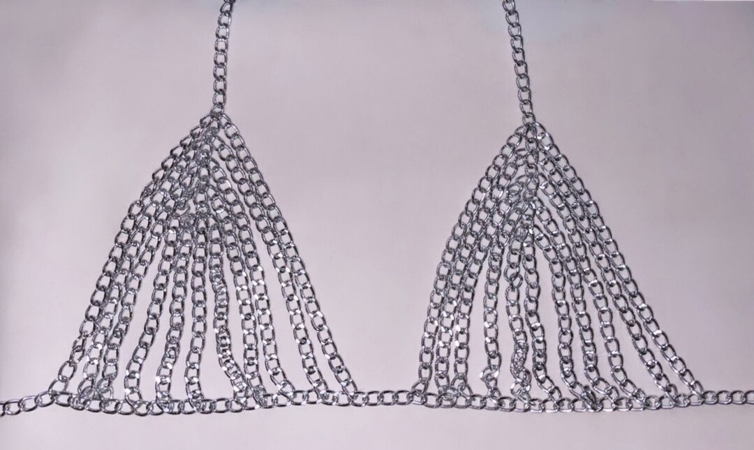 Chain Bra Silver Festival Rave Chain Bra Vegas Pool Wear - Etsy