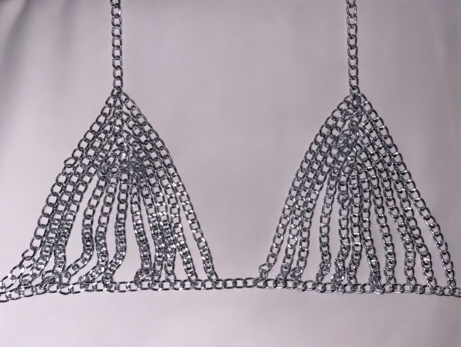 Chain Bra - Silver, Festival Rave Chain Bra, Vegas Pool Wear, Edc ...