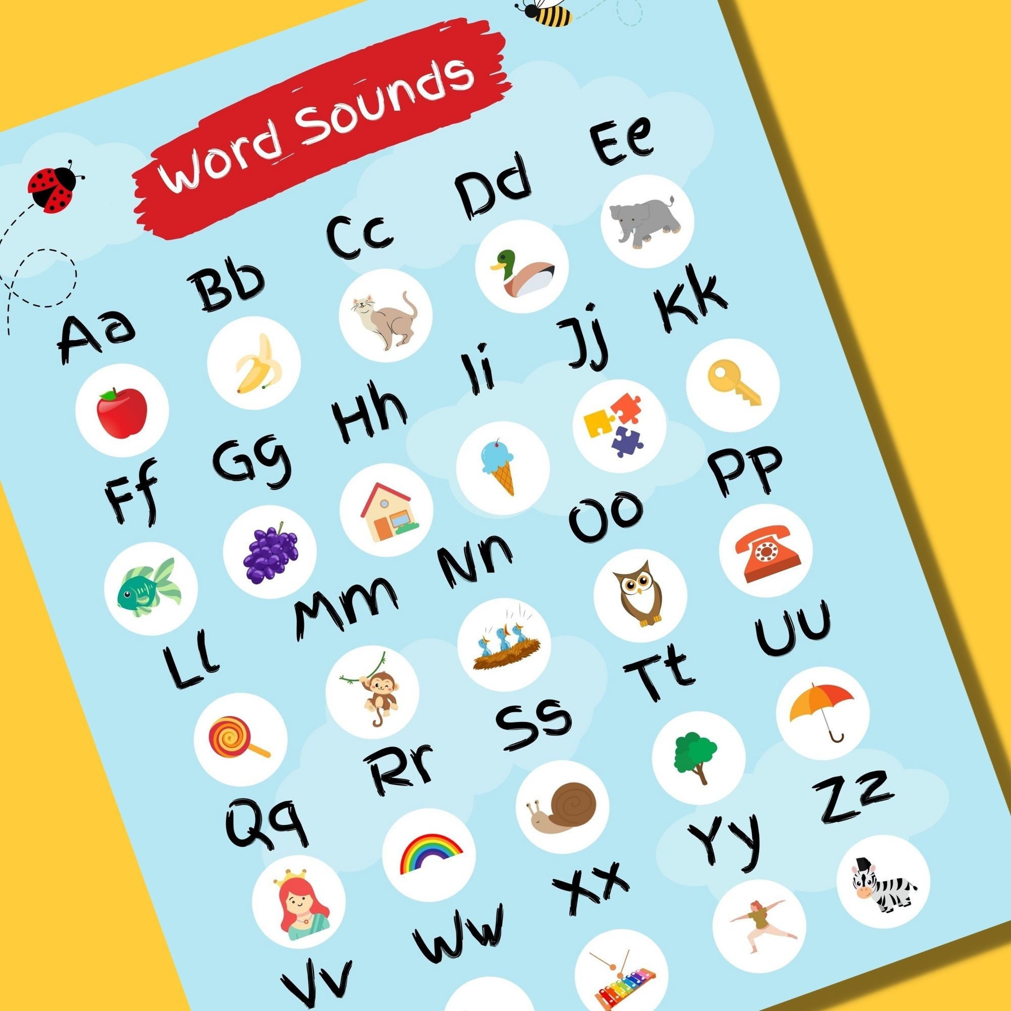 Sonidos Del Alfabeto Tabla De Palabras Alfabeto Ejercicio - Etsy España