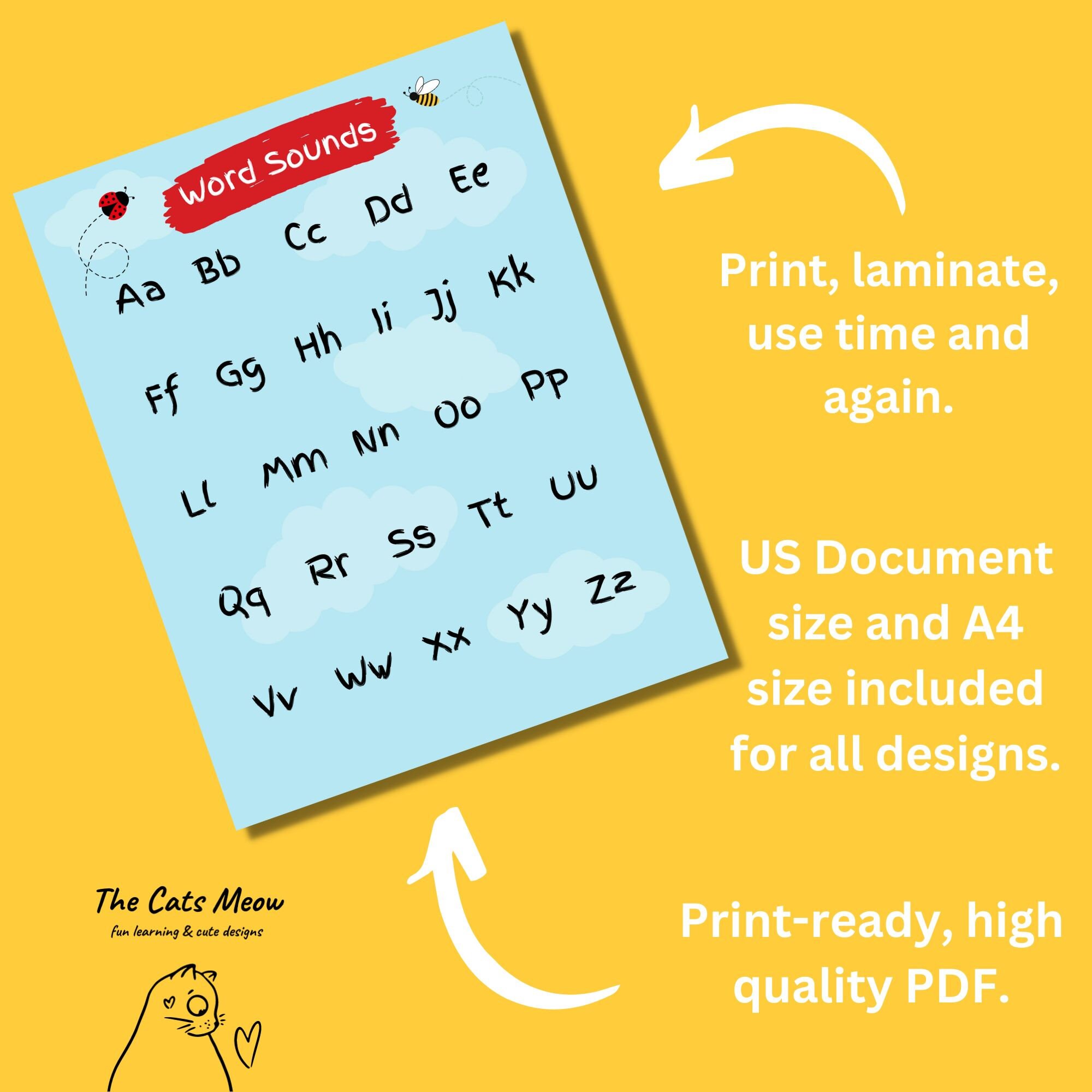 Sonidos Del Alfabeto Tabla De Palabras Alfabeto Ejercicio - Etsy España