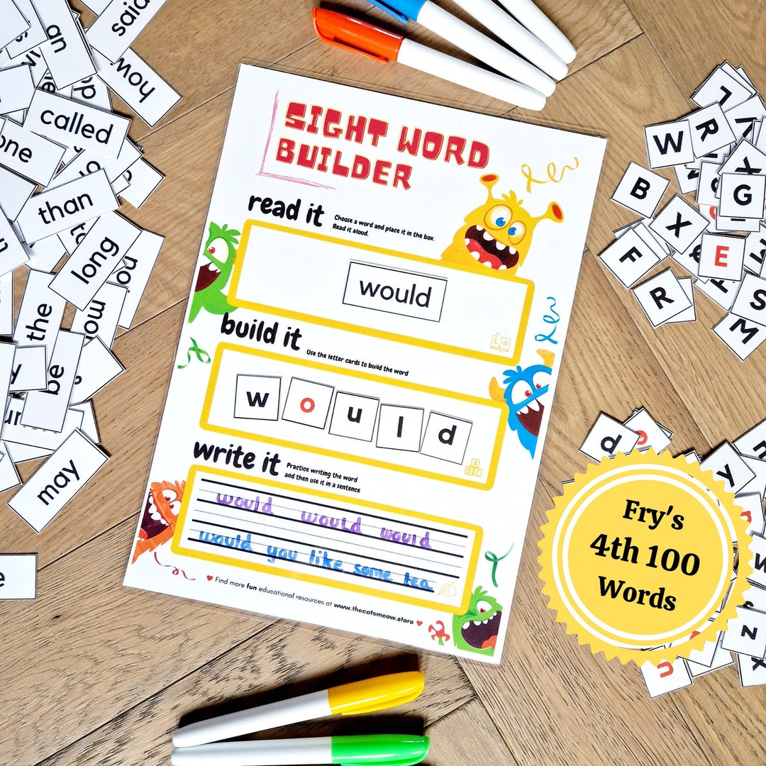 Sight Word Practice Printable Spelling Game Fry's Fourth - Etsy