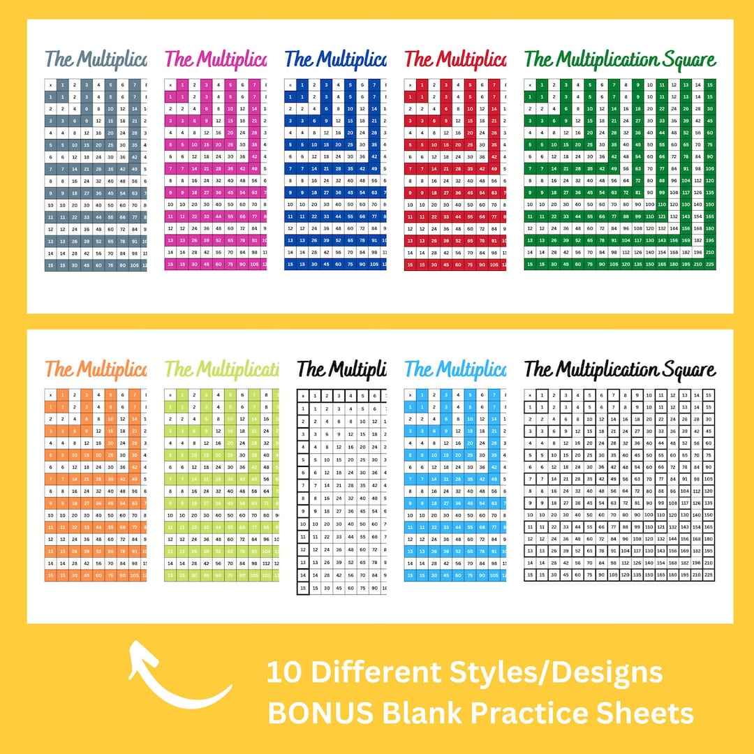 MEGA Multiplication Square Bundle 10 Printable Multiplication - Etsy