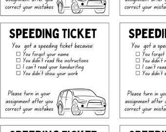 Speeding Tickets Classroom Management - Etsy