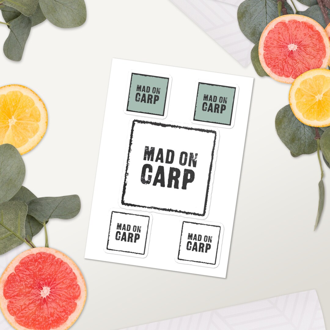 Sticker Sheet for Fishing Stickers for Anglers Mad on Carp Logo ...