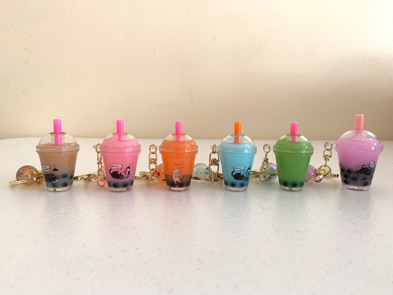 Boba Milk Tea Liquid Keychain Bubble Tea Drink Keychain for Gift - Etsy