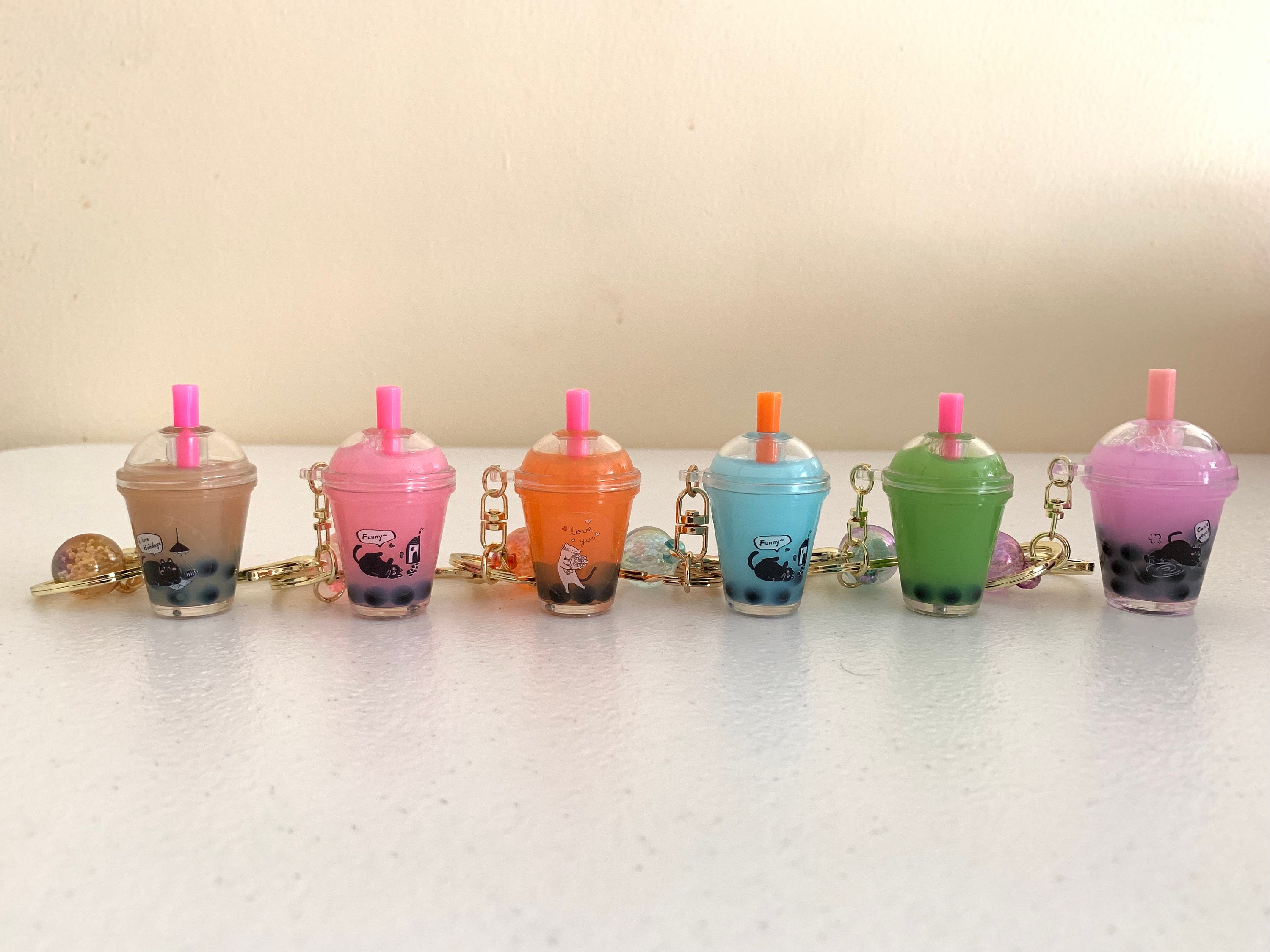 Boba Milk Tea Liquid Keychain Bubble Tea Drink Keychain for Gift - Etsy
