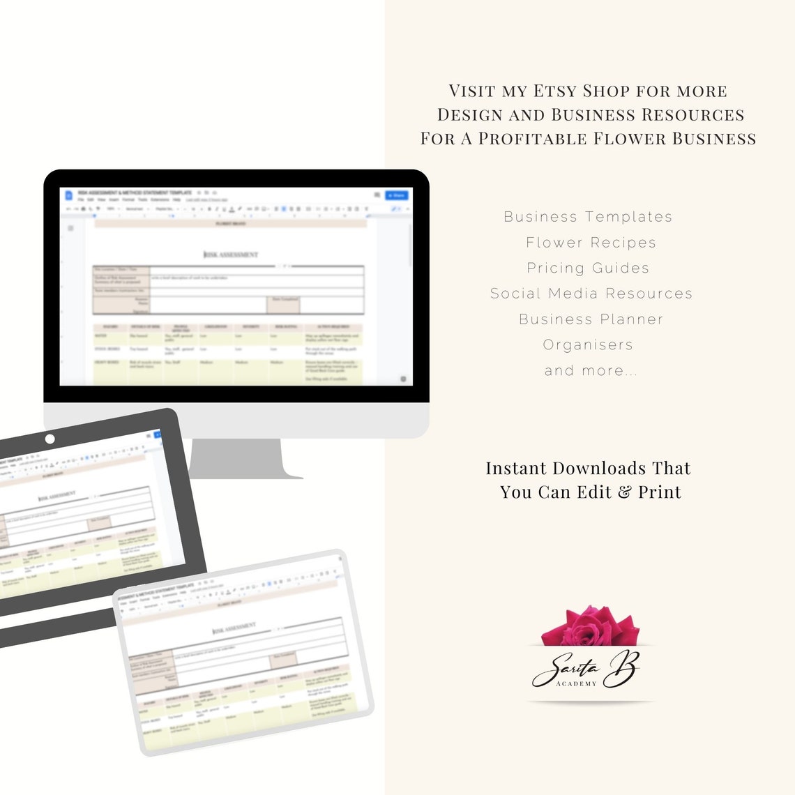 Risk Assessment Template for Wedding Florist Method Statement Templates ...