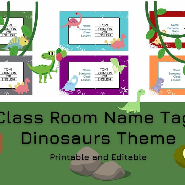 Dinosaur Name Tags - Etsy