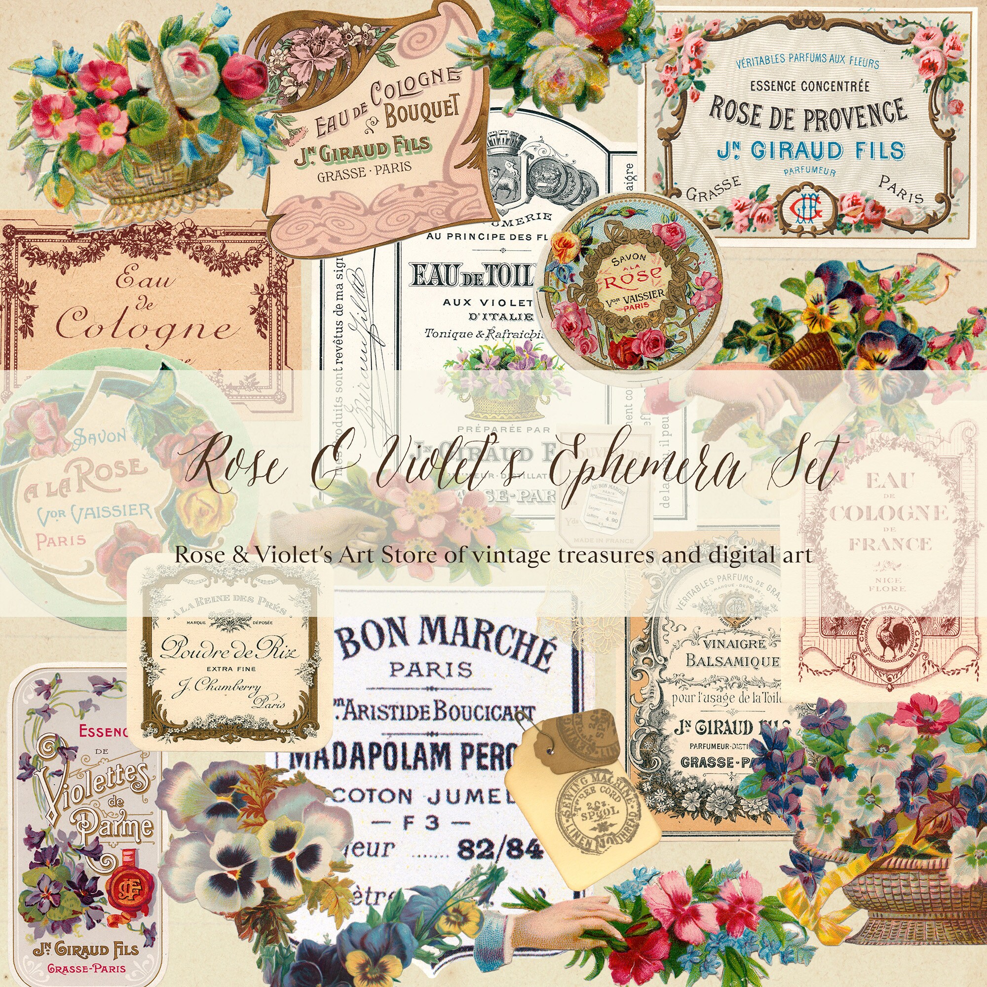 Ephemera Set, Digital Clip Art, Scrapbooking Clip Art, Victorian Scraps ...