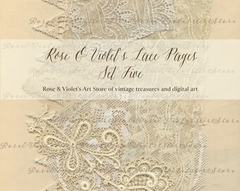 Victorian Lace Pages, Set Five, Full Page Jpegs, Collage Clip Art ...