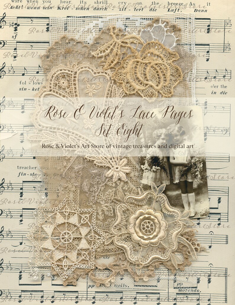 Victorian Lace Pages, Set Eight, Full Page Jpegs, Collage Clip Art ...