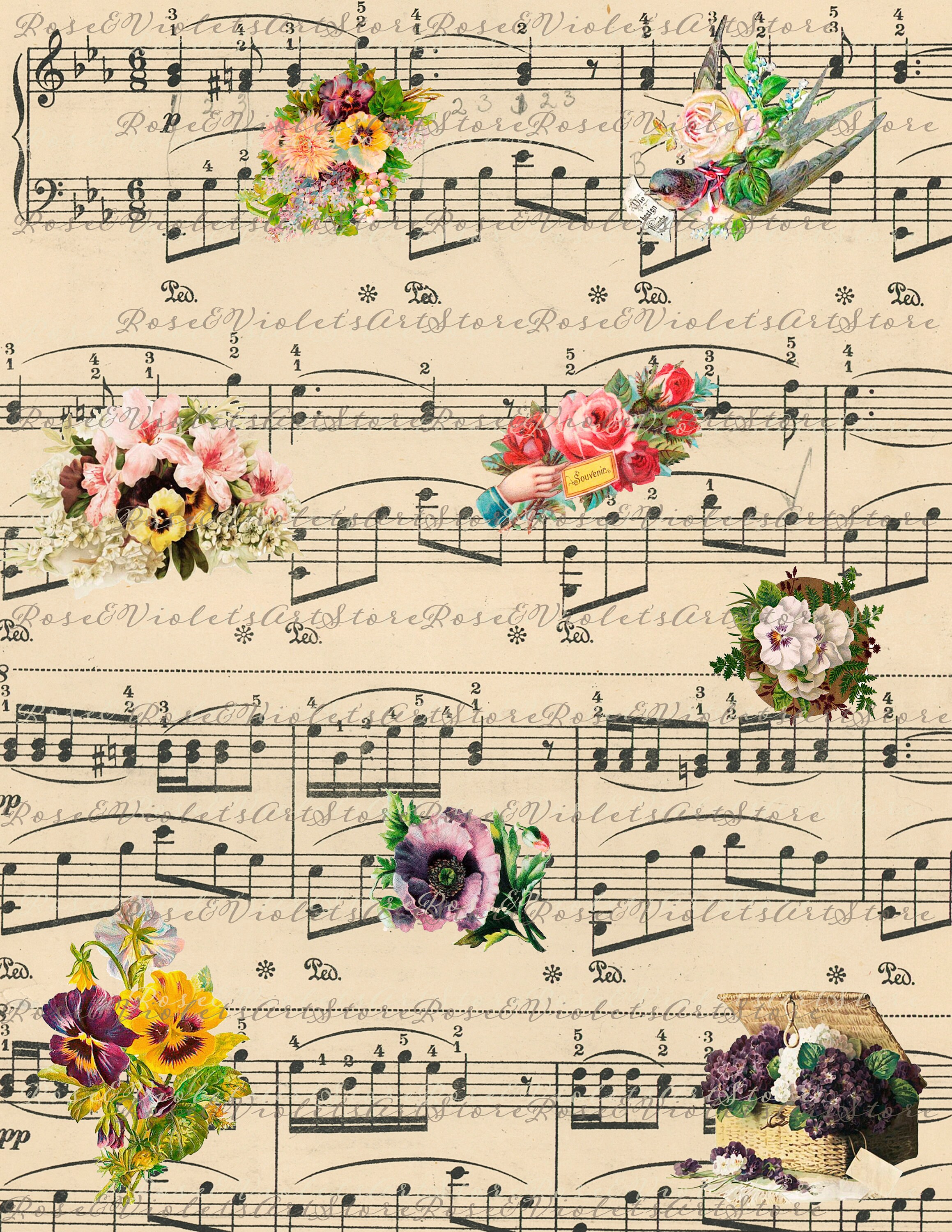 Music & Scraps Papers, Digital Paper, Scrapbooking Paper, Card Making ...