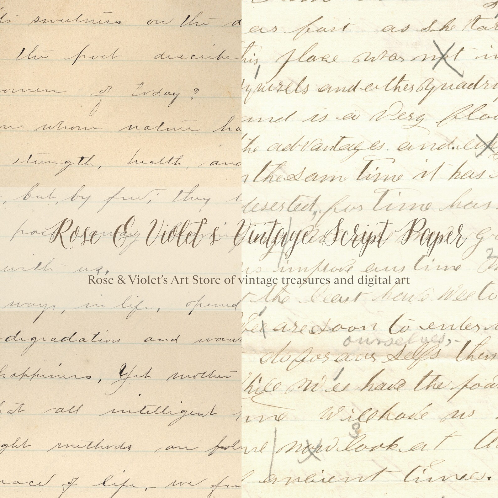 Vintage Script Papers, Antique Script Papers, Digital Papers, Vintage ...