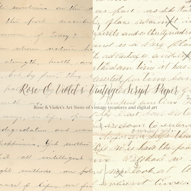 Vintage Script Papers, Antique Script Papers, Digital Papers, Vintage ...