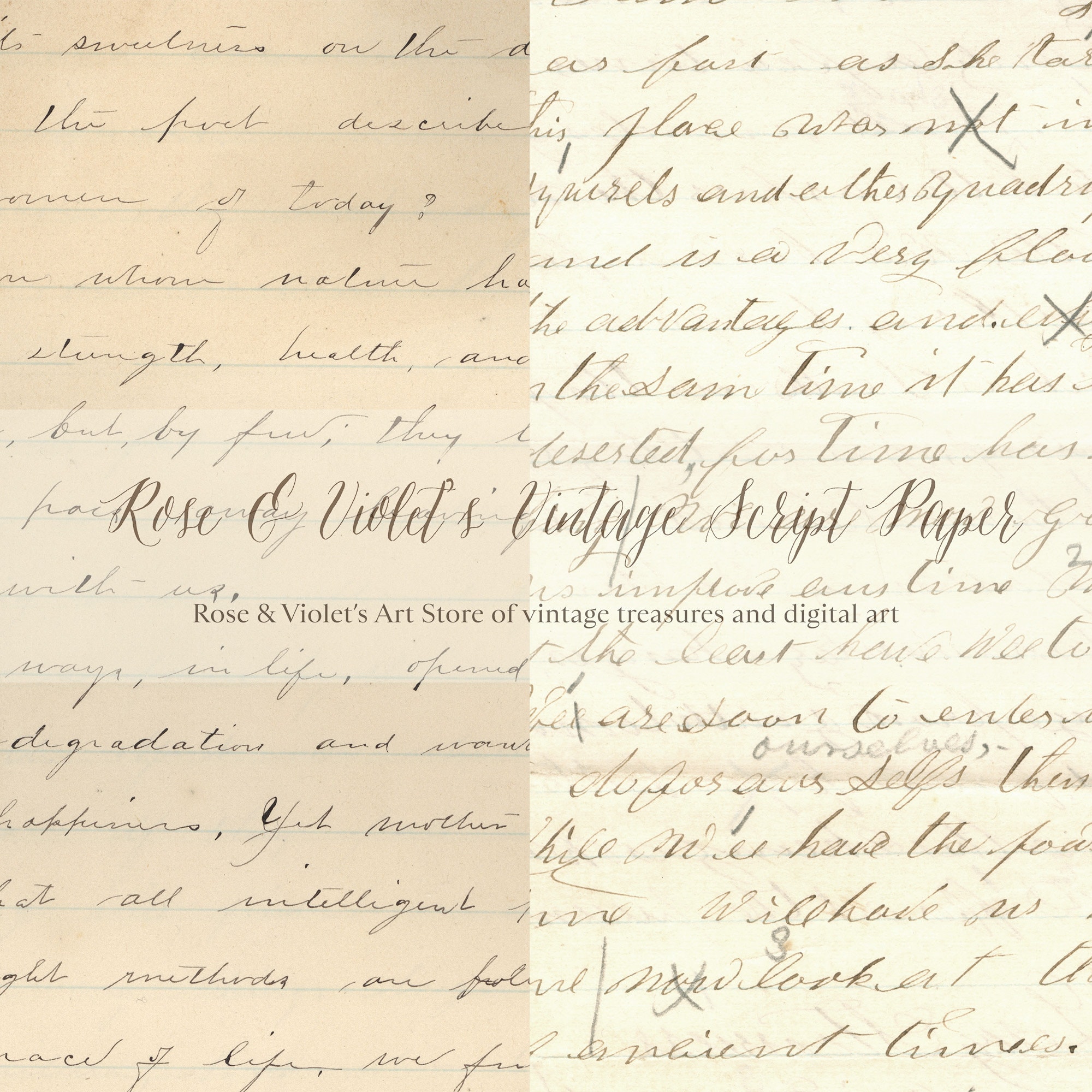 Vintage Script Papers, Antique Script Papers, Digital Papers, Vintage ...