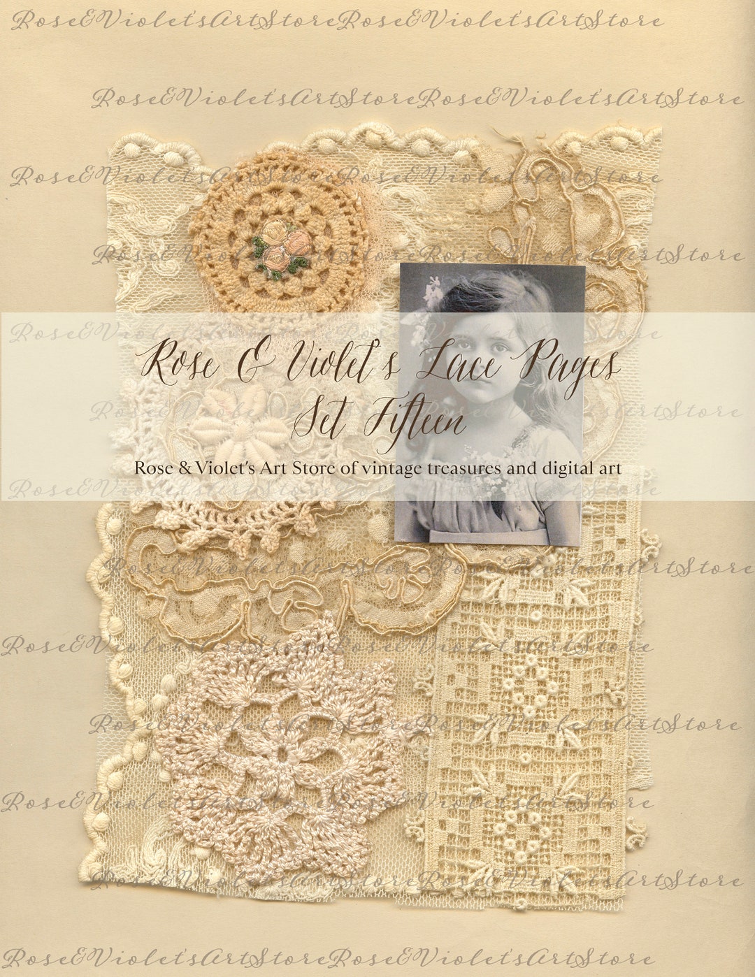 Victorian Lace Pages, Set Fifteen, Full Page Jpegs, Collage Clip Art ...