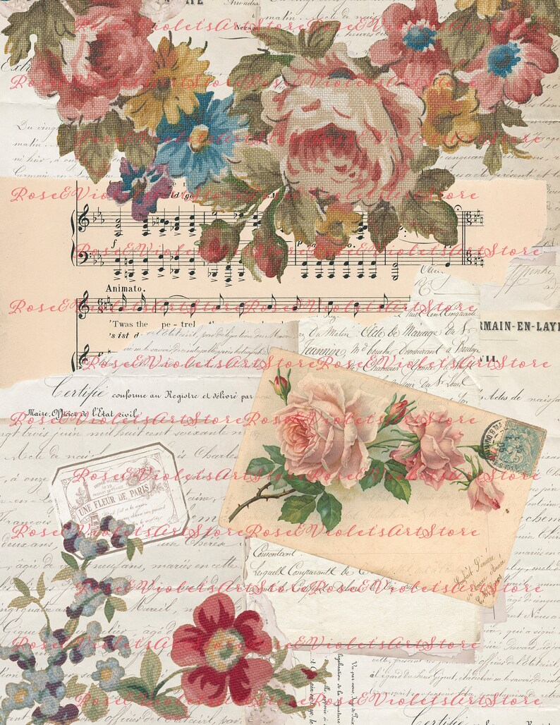 Fabric Collage Digital Paper Scrapbooking Paper Card Making - Etsy