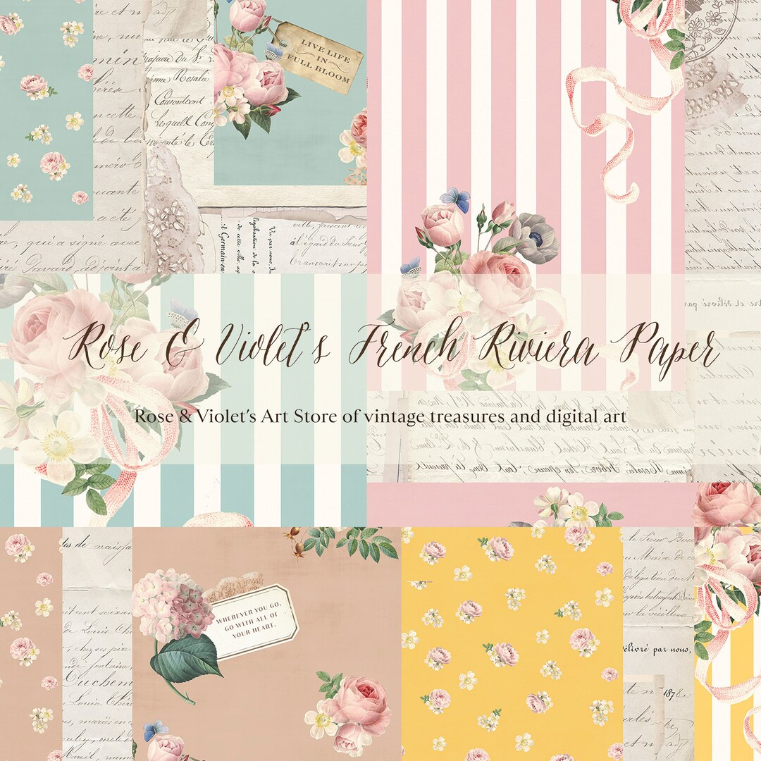 French Riviera Collage Papers, Collage Pages, Junk Journaling, Journal ...