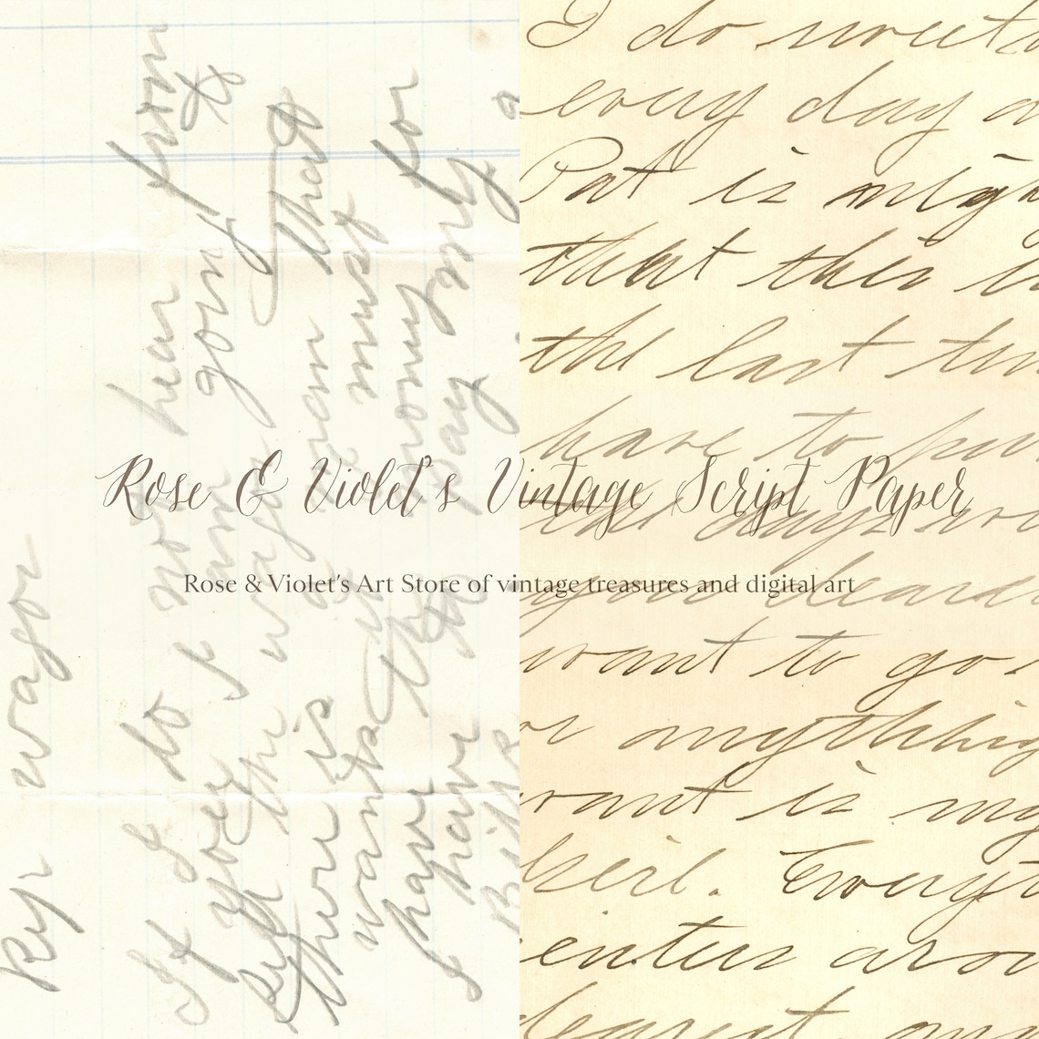 Vintage Script Papers, Antique Script Papers, Digital Papers, Vintage ...