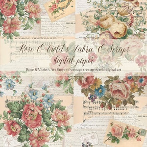 Fabric Collage Digital Paper, Scrapbooking Paper, Card Making, Junk ...