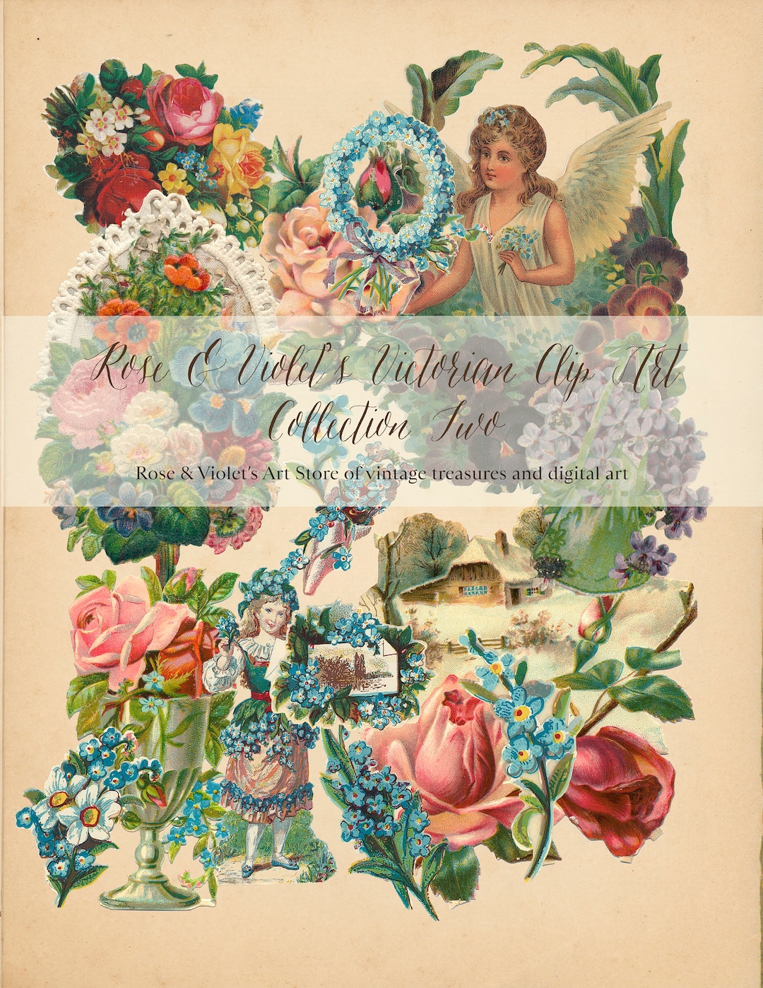 Beautiful Victorian Clip Art, Collection Two, 15 PNG Files, Transparent ...