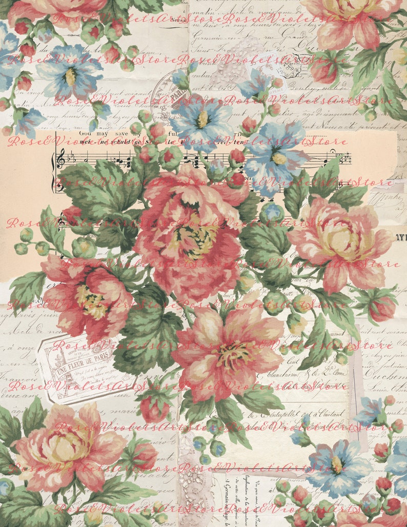 Fabric Collage Digital Paper Scrapbooking Paper Card Making - Etsy