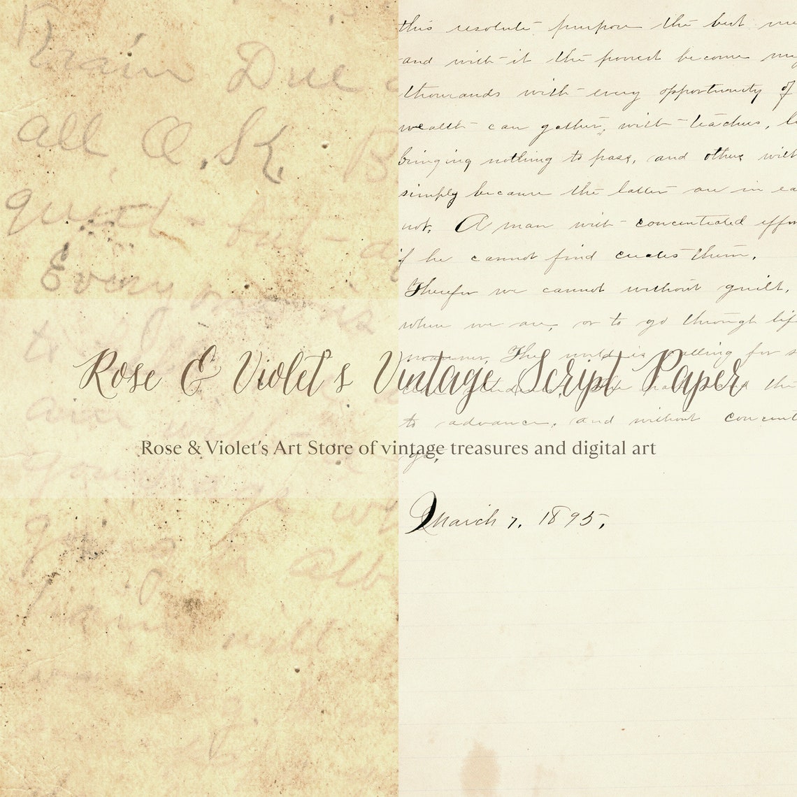 Vintage Script Papers, Antique Script Papers, Digital Papers, Vintage ...