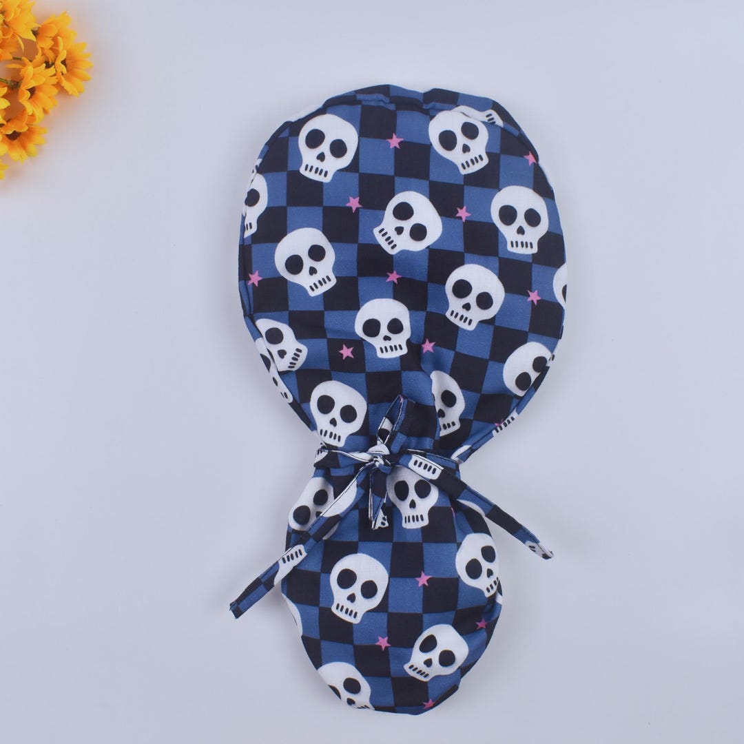 Halloween Skull Scrub Cap: Satin Lined Cotton Surgical Hat - Etsy