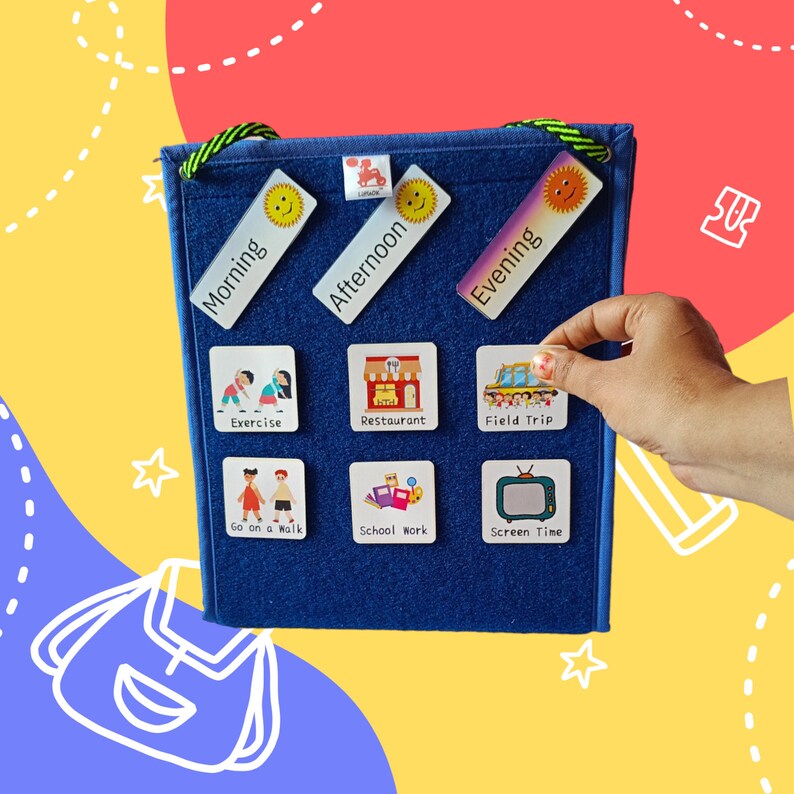 Kids' Visual Schedule Board Premium Felt With 43 Daily Routine Cards ...