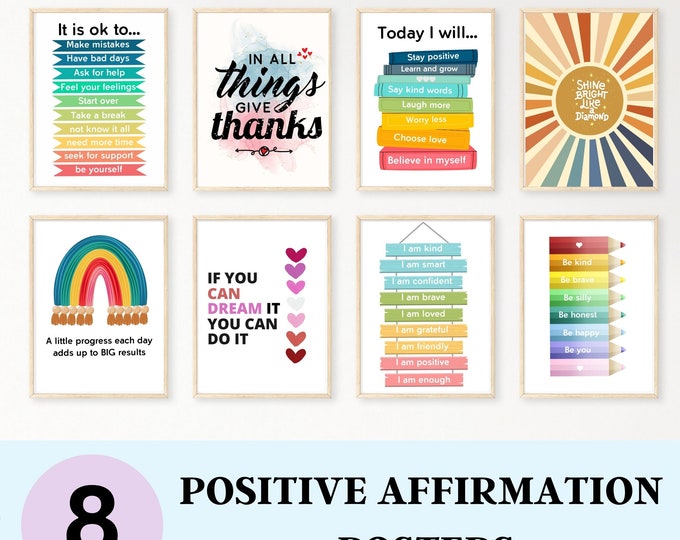 Calming Corner Poster Set of 8, Positive Affirmation, Classroom Art ...