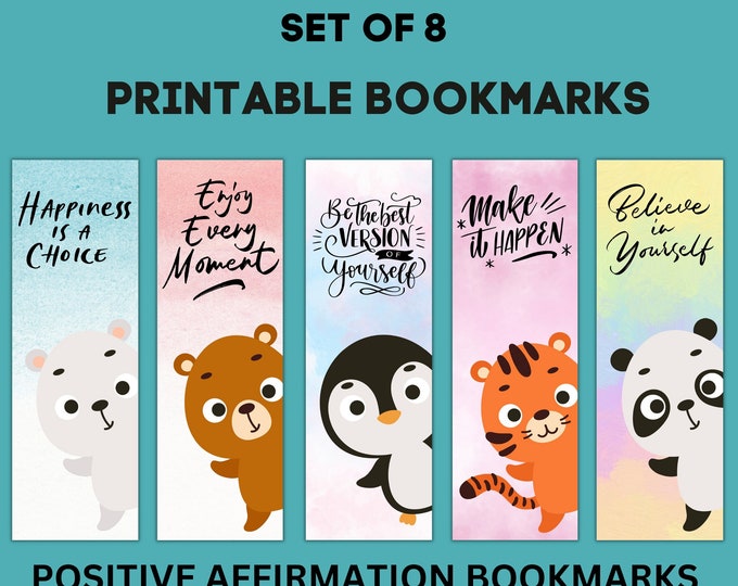 Printable Affirmation Bookmarks, Positive Quote Safari Bookmark Set of ...