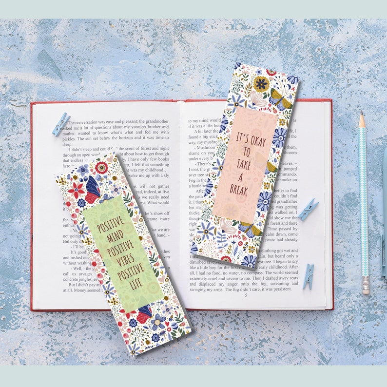 Printable Bookmarks, Positive Affirmation Bookmarks Set of 6, Colorful ...