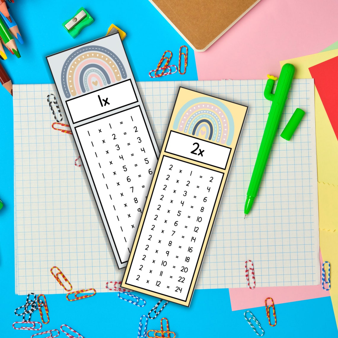 Times Table Flashcard Set, Multiplication Bookmarks, Learn ...