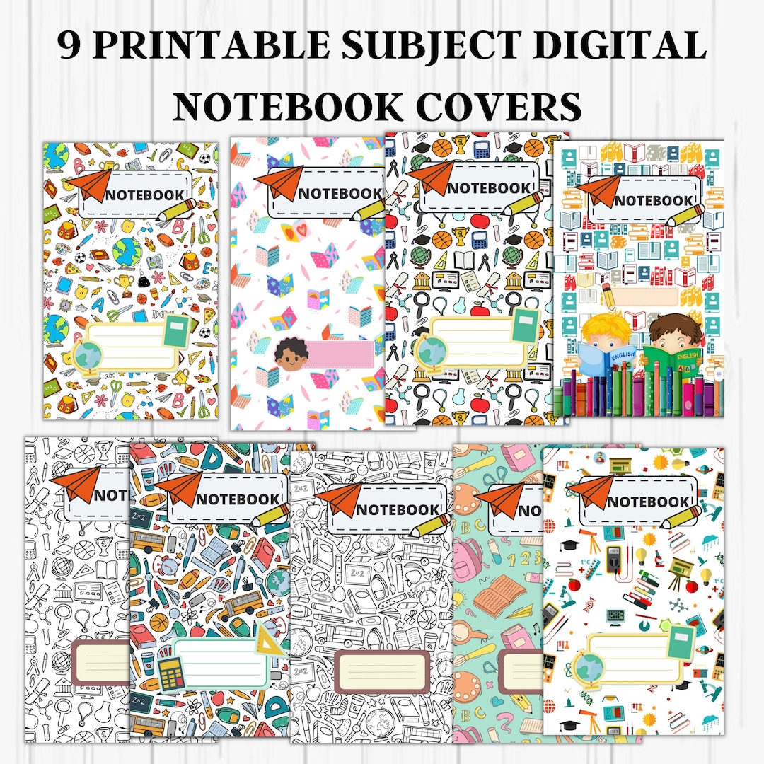 Printable Book Cover, Kids Coloring Book Cover, Back to School, 9 ...