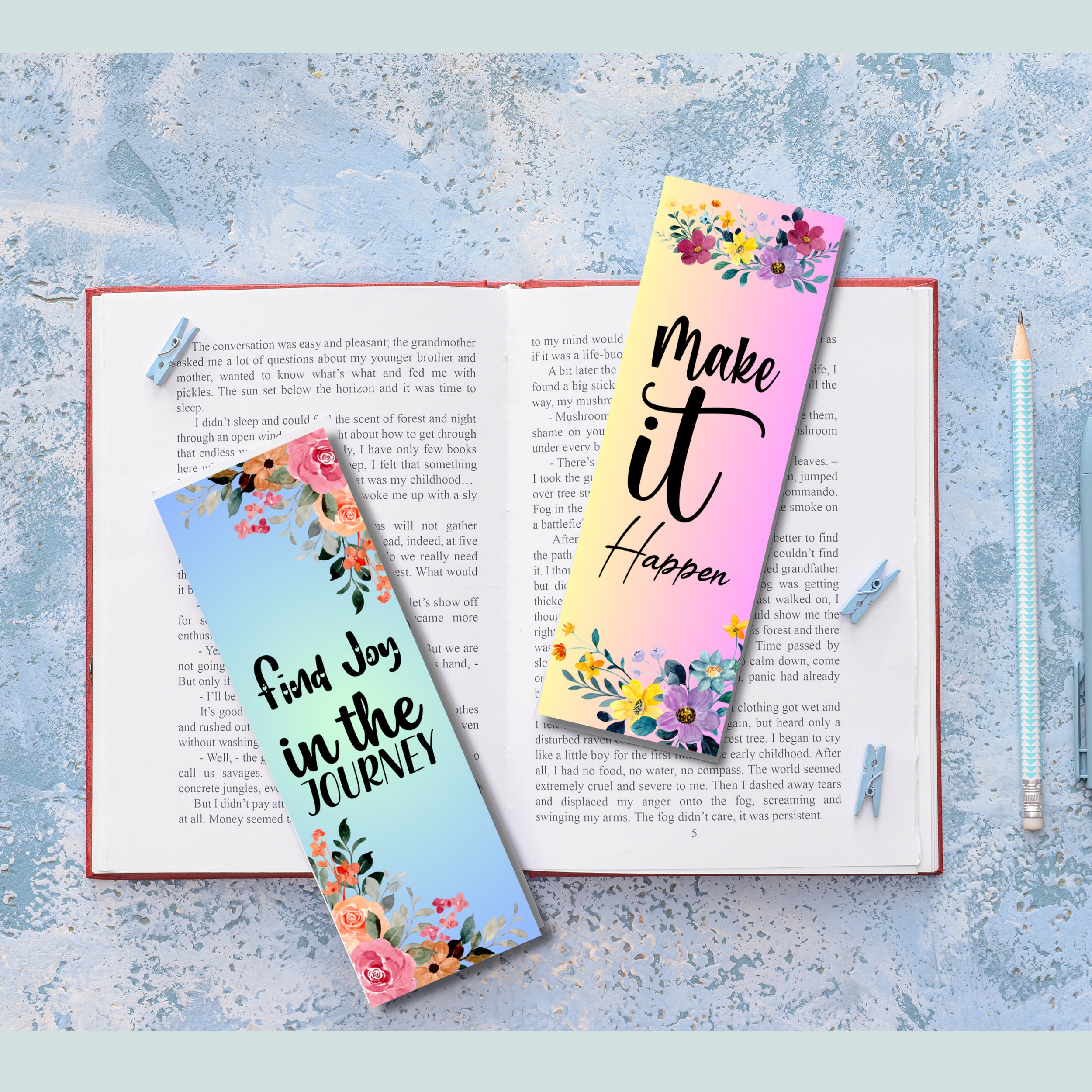 Printable Bookmarks, Positive Affirmation Bookmarks Set of 6, Colorful ...