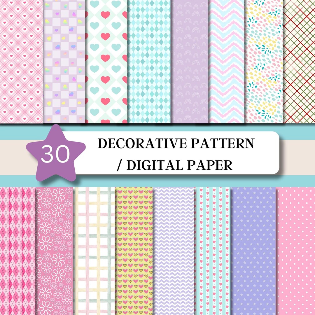 Digital Paper, 30 Patterns, Decorative Designs, Seamless Patterns ...