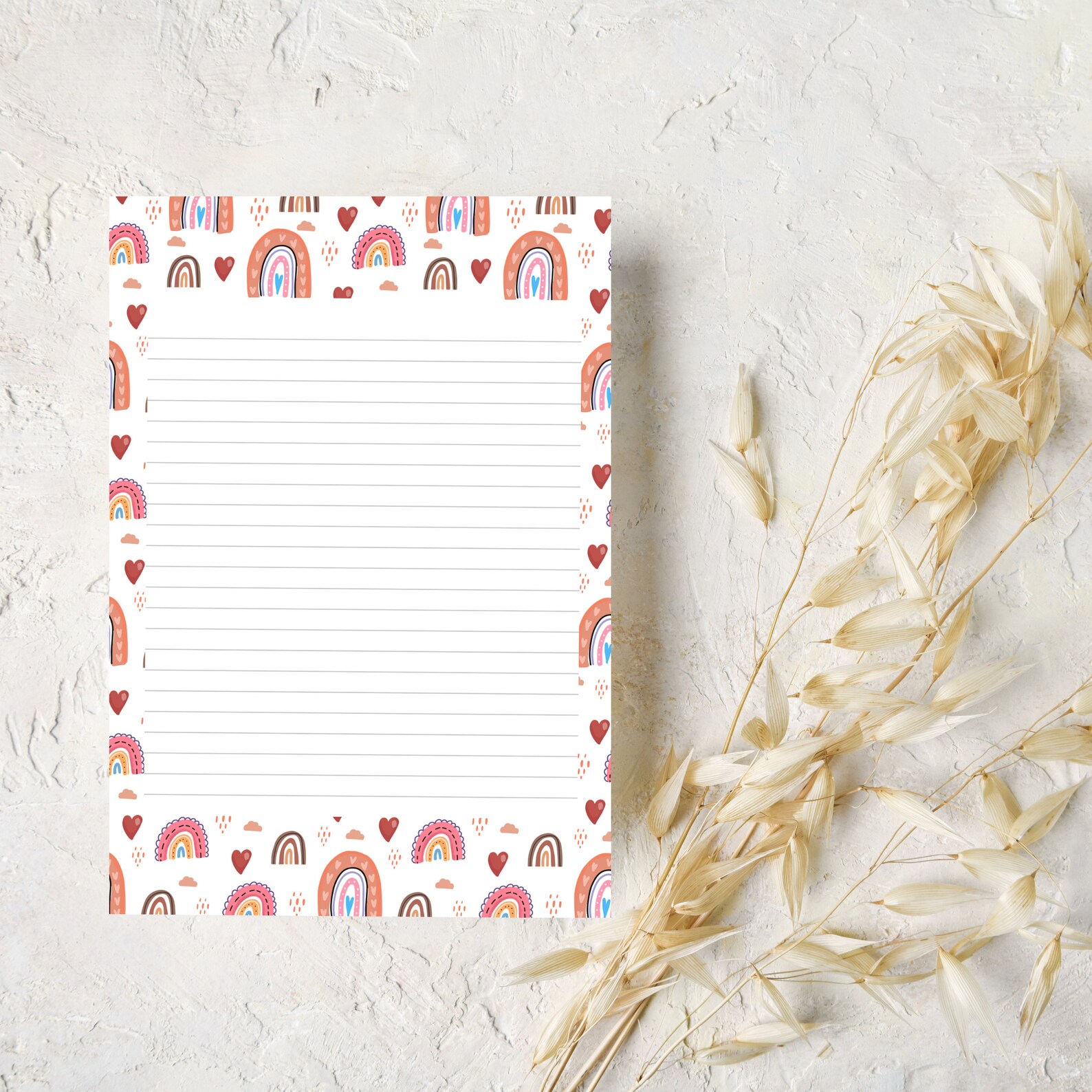 JW Letter Writing Stationery, Boho Letter Paper, Digital Paper, Letter ...