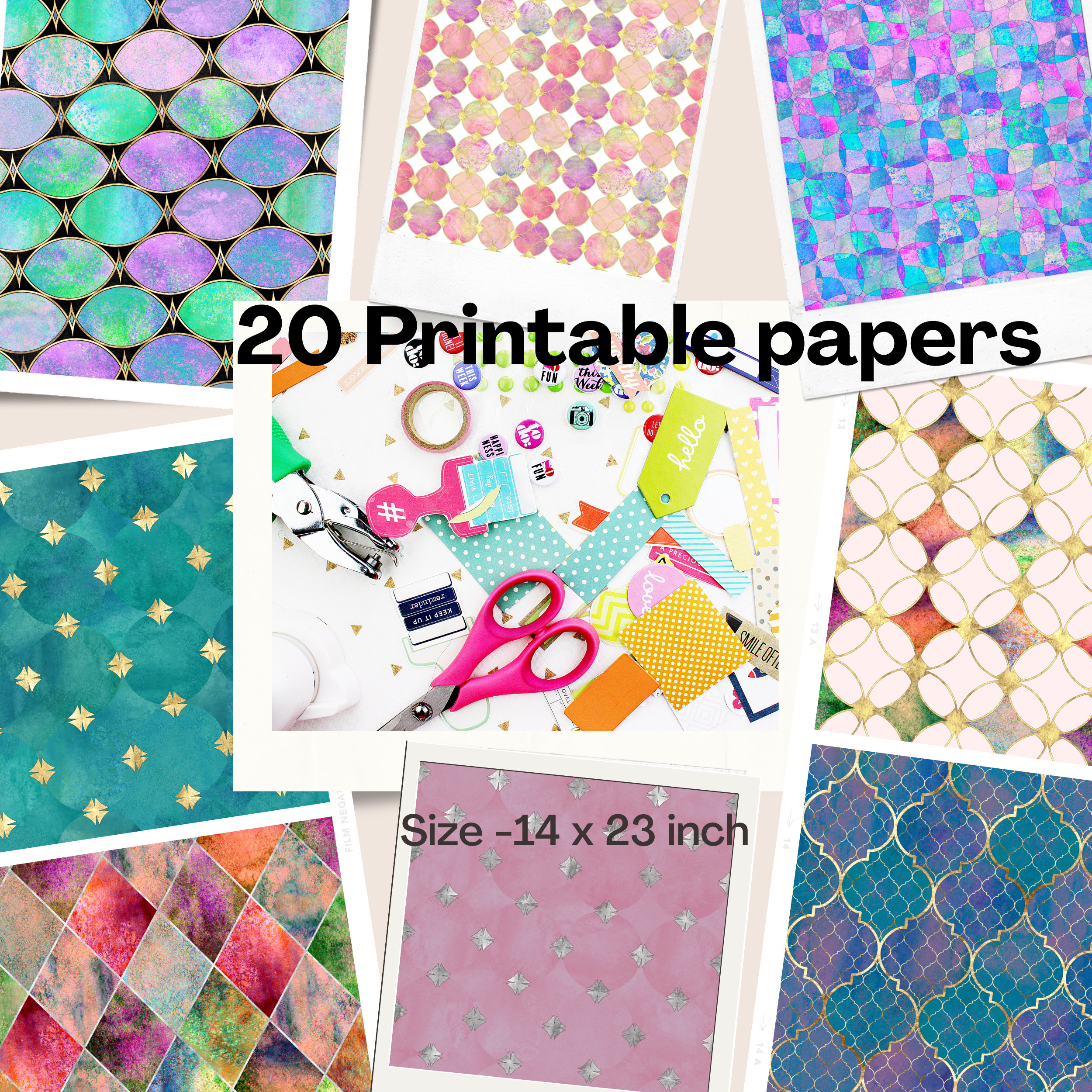 Digital Paper Pattern, 20 Paper Pattern, Printable Book Cover ...